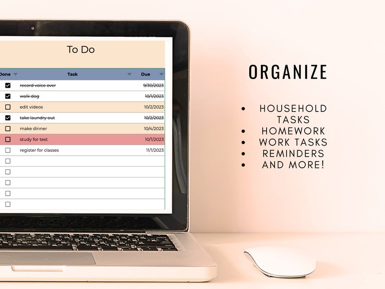 Simple to Do List Task Checklist Daily Planner Google Sheets Task ...