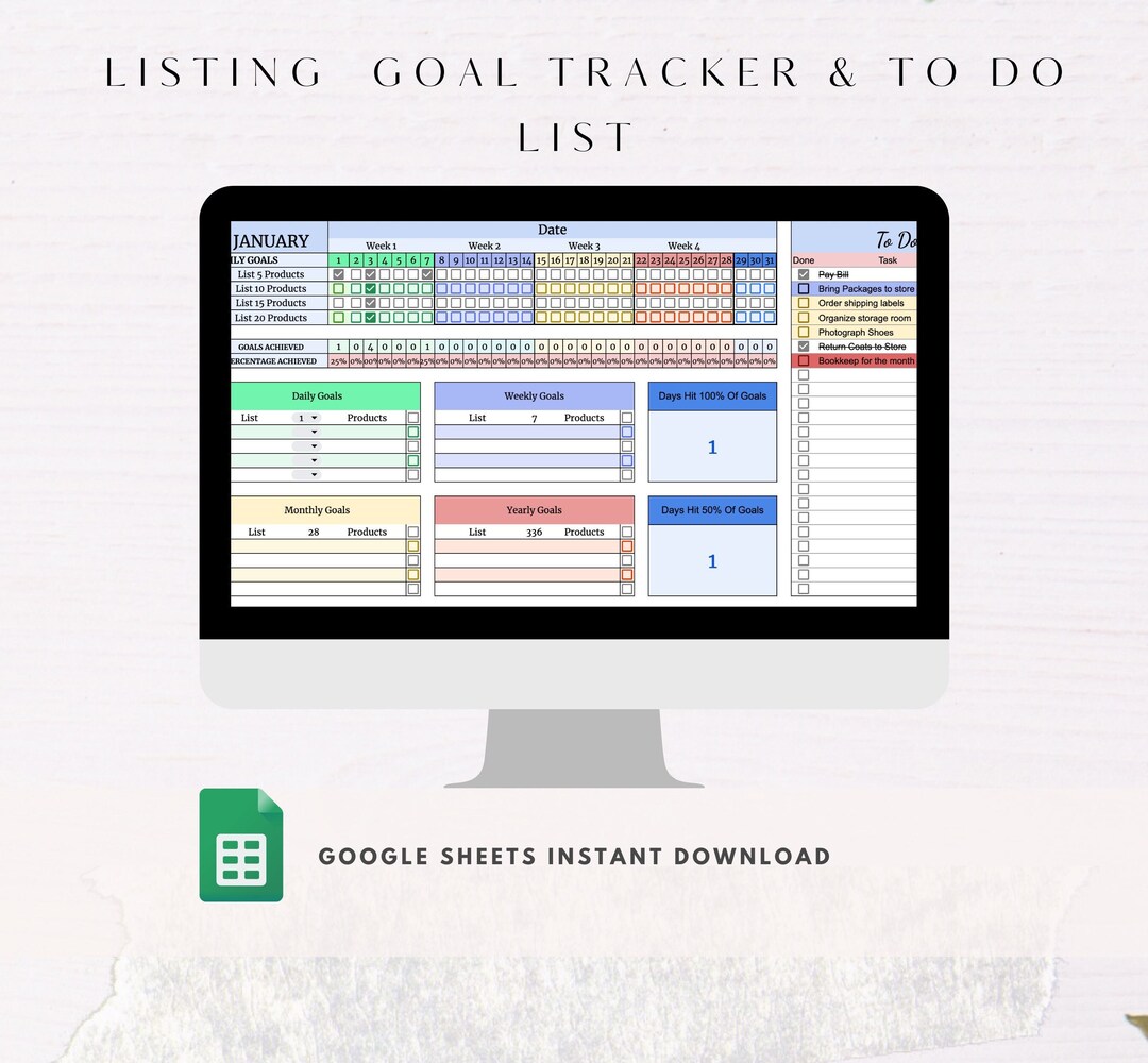 Reseller Listing Goal Tracker & To-do List for Ecommerce Store, Online ...