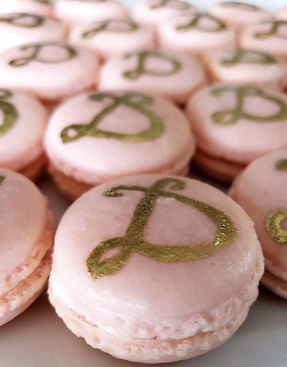 12 Gourmet French Macarons With Handpainted Initial Letters or | Etsy