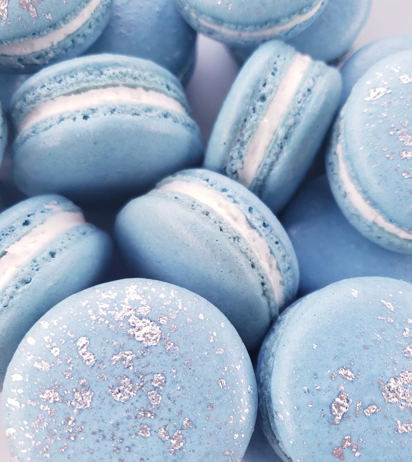 12 Silver Splatter on Cerulean Blue French Macarons-silver - Etsy