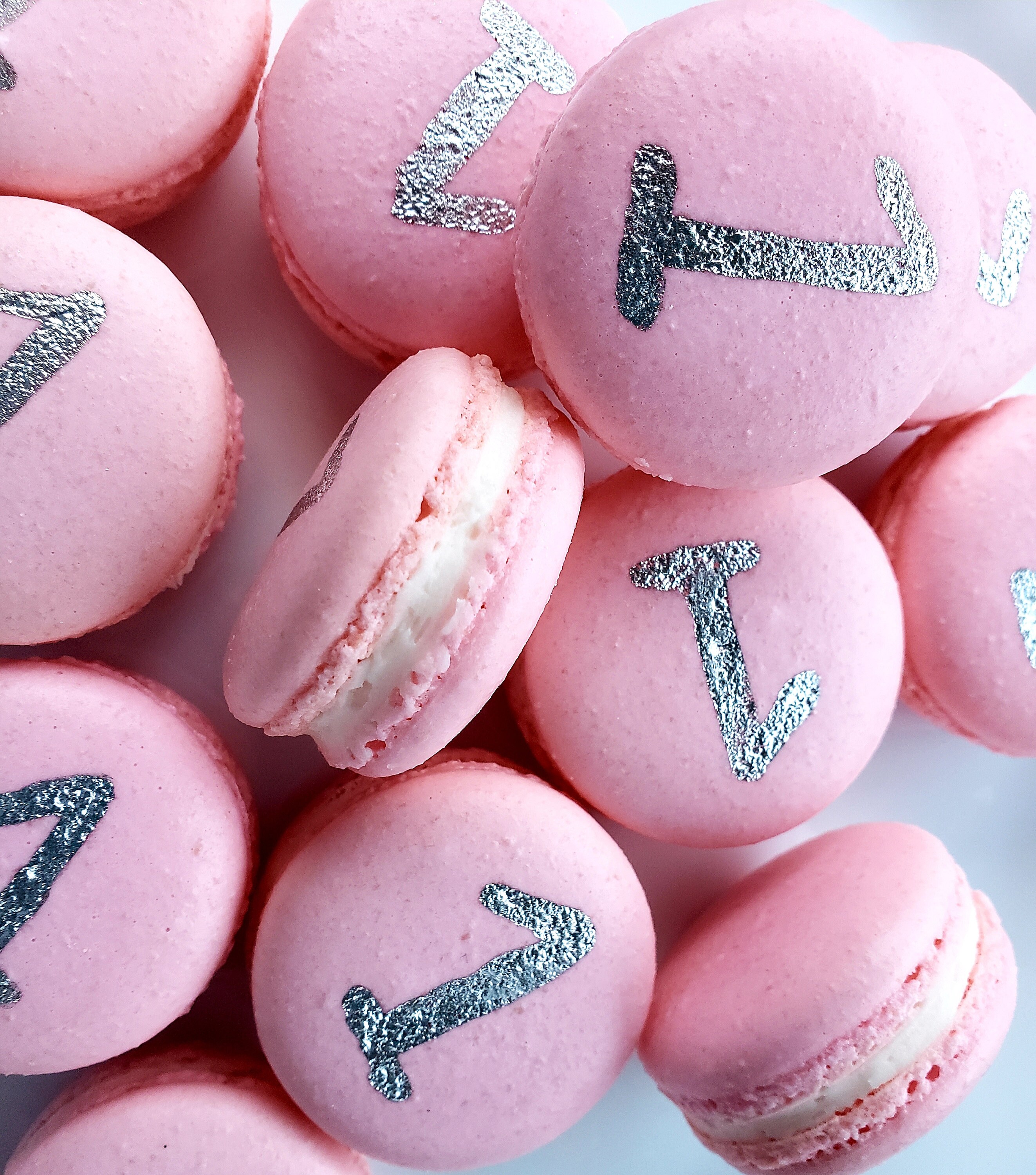 12 Gourmet French Macarons Handpainted Initial Letters or Numbers ...