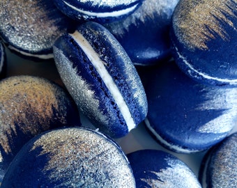 12 Baby blue silver brushed French macarons-baby | Etsy