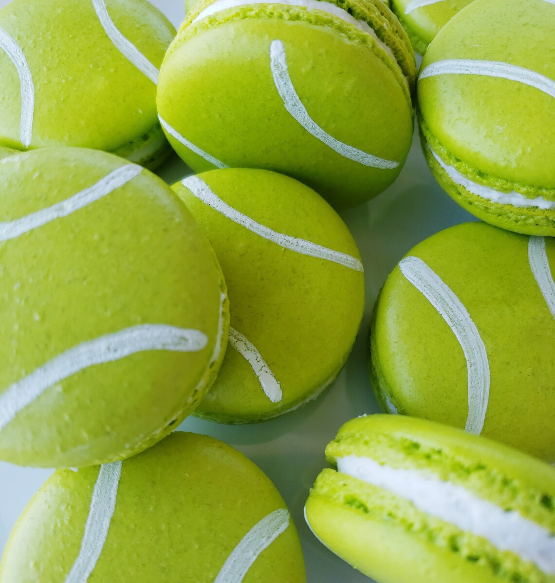12 Tennis Ball French Macarons,sport Cookies,baby Shower Macaroons ...