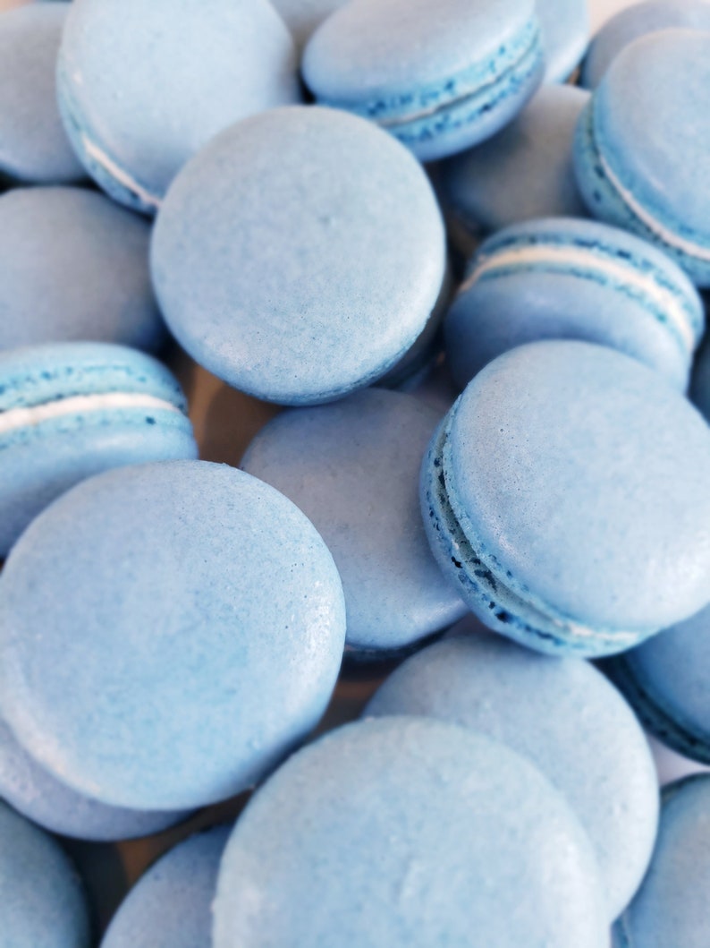 12 Cerulean Blue Madagascar Vanilla Macarons-baby Boy Shower, Gluten ...