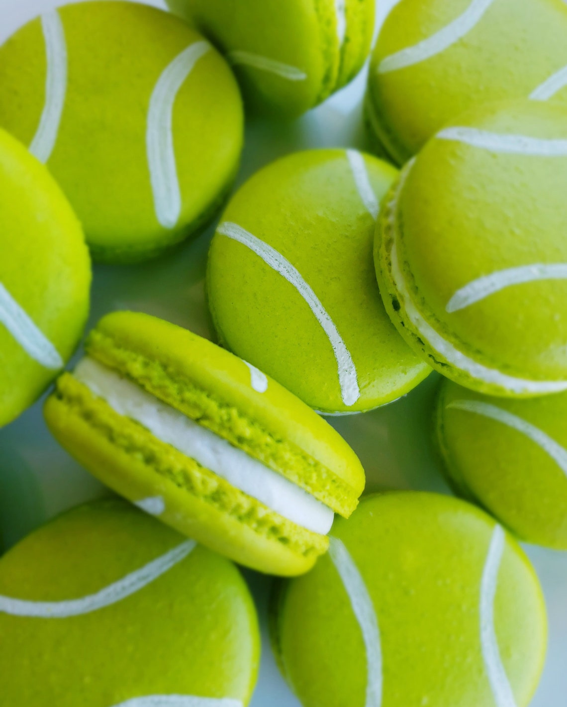 12 Tennis Ball French Macarons,sport Cookies,baby Shower Macaroons ...