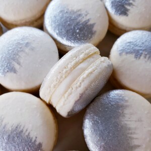 12 Silver Brushed French Macarons-gold Splash, Baby Shower, Wedding ...