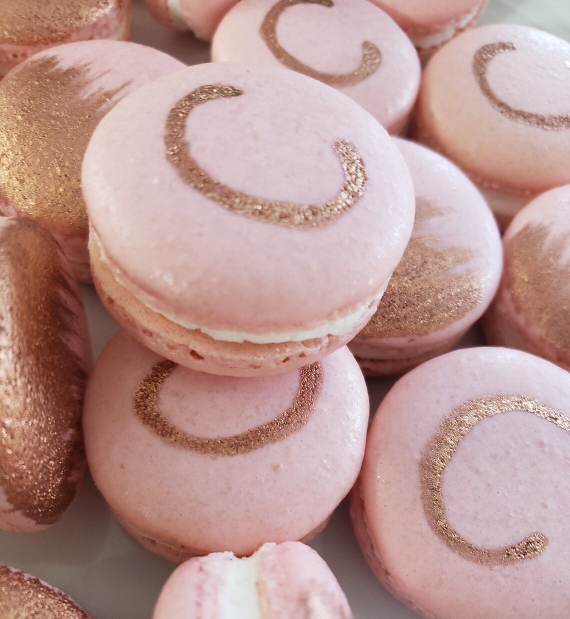 6-6 Pink champagne rose gold brushed and rose gold initial | Etsy