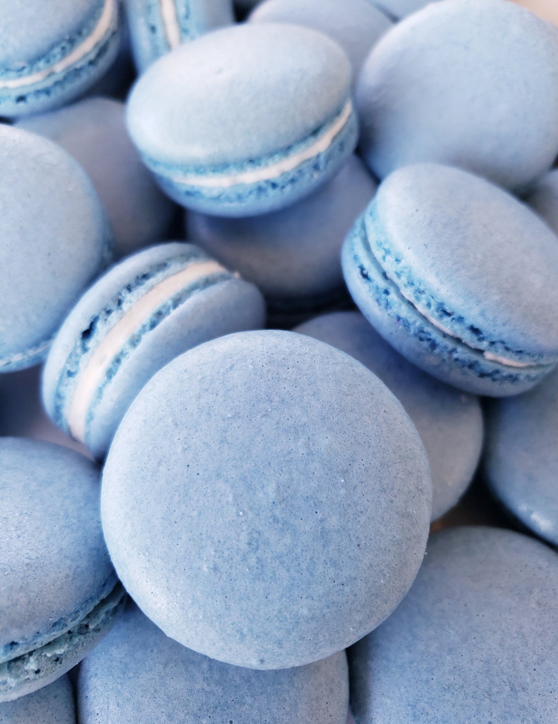 12 Cerulean Blue Madagascar Vanilla Macarons-baby Boy Shower, Gluten ...
