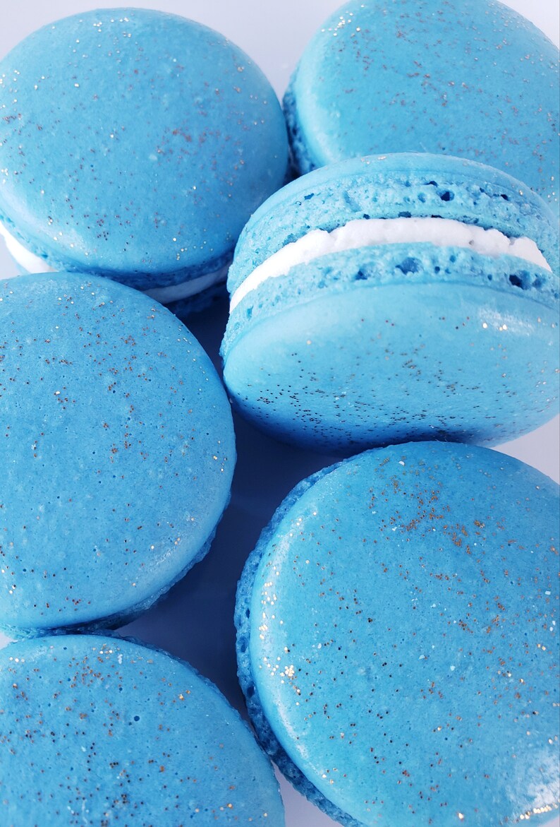 12 Baby Blue Color Madagascar Bourbon Vanilla Macarons Gold - Etsy