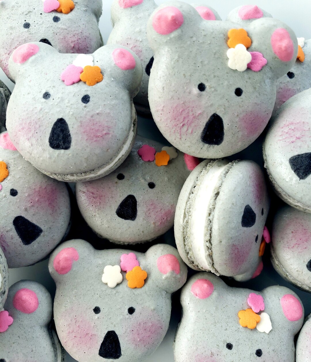 12 Cute Koala Bear French Macarons,girly Bear Birthday Party,figurine ...