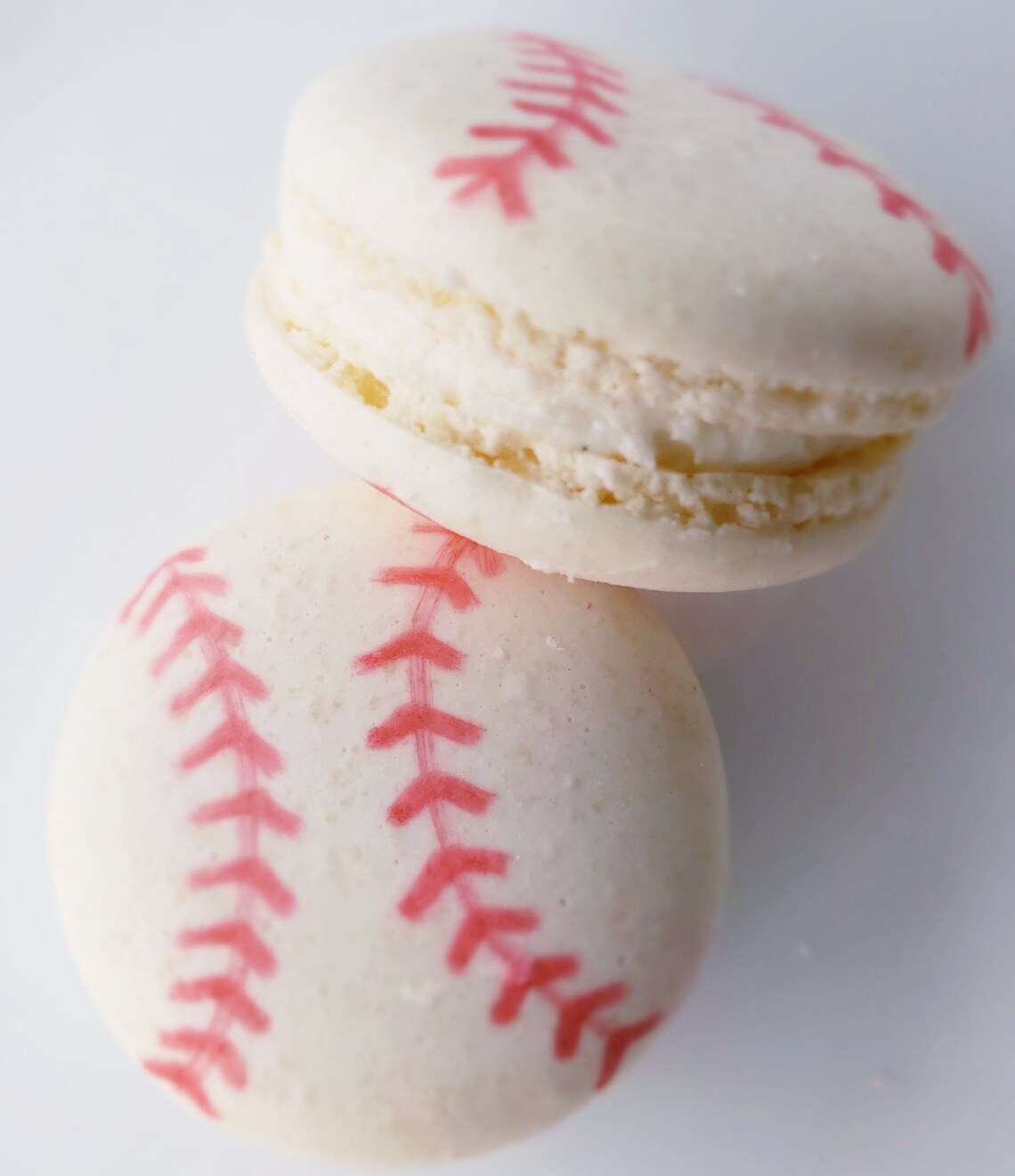 12 Baseball Vanilla French Macarons-sport Ball Cookiesbaby | Etsy