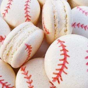 12 Baseball Vanilla French Macarons-sport Ball Cookies,baby Shower ...
