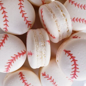 12 Baseball Vanilla French Macarons-sport Ball Cookies,baby Shower ...