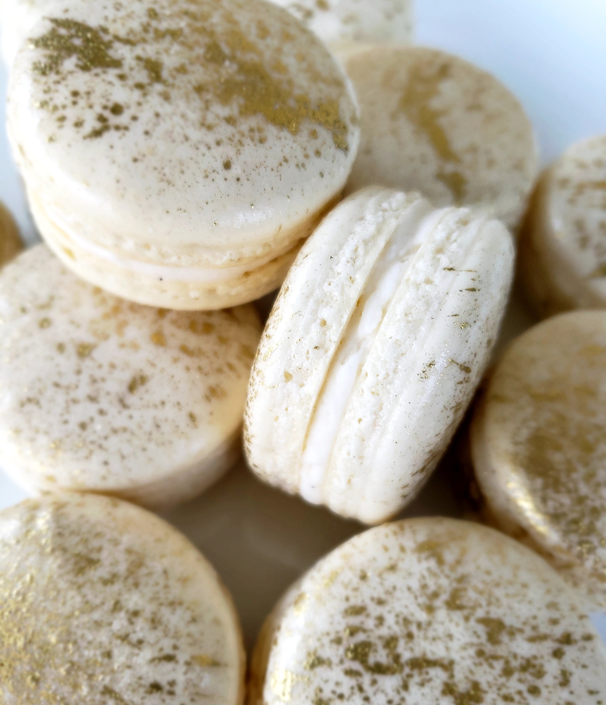 12 Gold Gourmet French macarons-gold splashgold splatter | Etsy