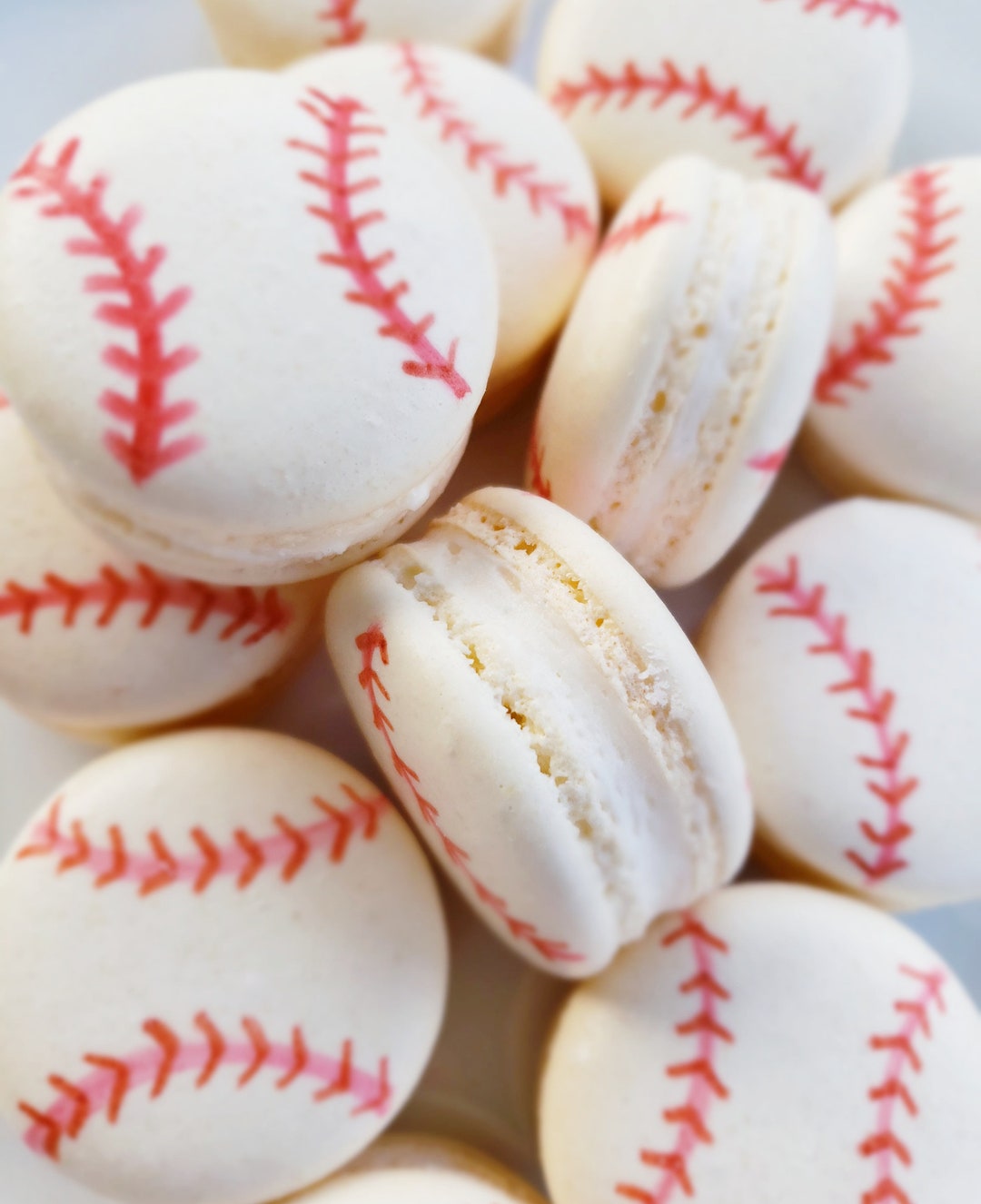 12 Baseball Vanilla French Macarons-sport Ball Cookies,baby Shower ...