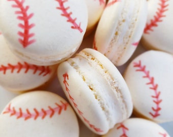 12 Baseball Vanilla French Macarons-sport Ball Cookiesbaby | Etsy