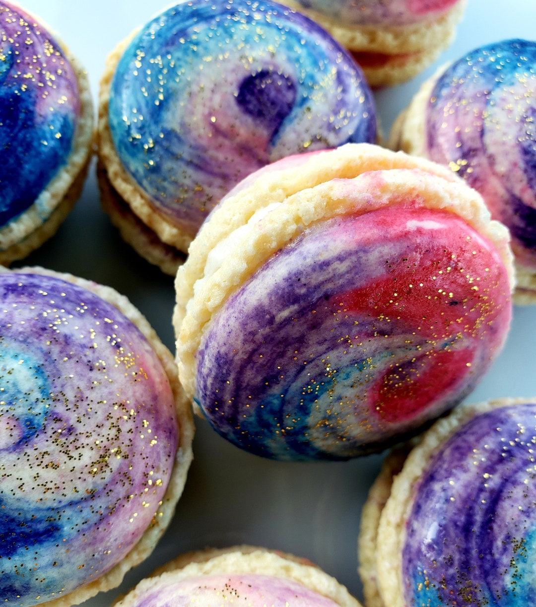 12 Galaxy Gourmet French Macarons Gold Sparkles on Them-gluten Free ...
