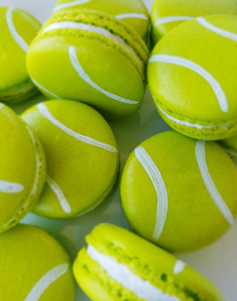 12 Tennis Ball French Macarons,sport Cookies,baby Shower Macaroons ...