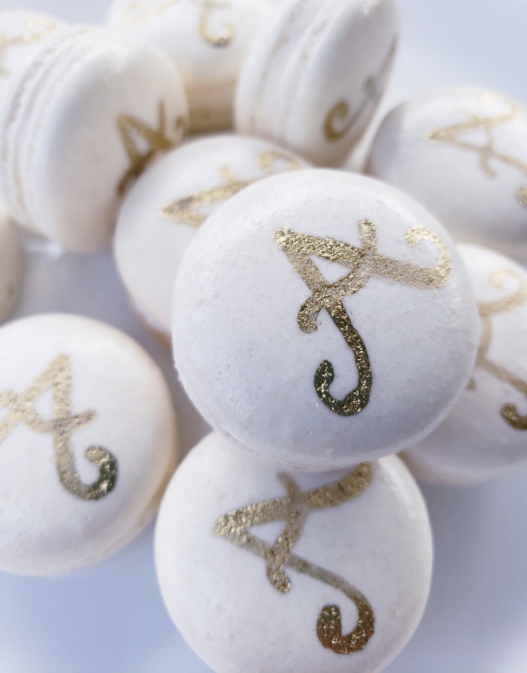 12 Gourmet French Macarons With Handpainted Initial Letters,baby Shower ...