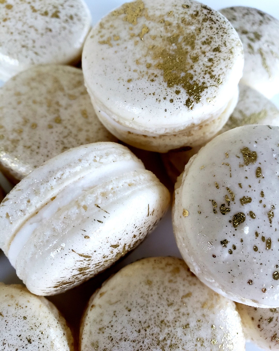 12 Gold Gourmet French Macarons-gold Splash,gold Splatter Macaron,baby ...