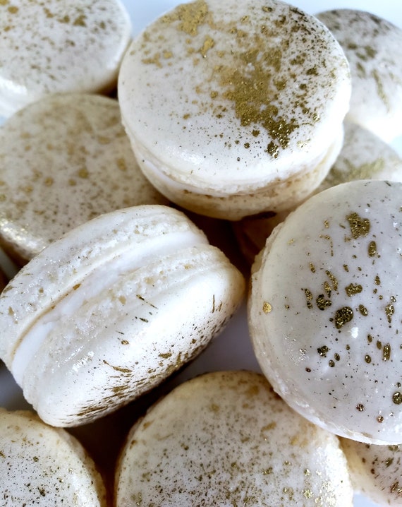 12 Gold Gourmet French Macarons-gold Splashgold Splatter | Etsy