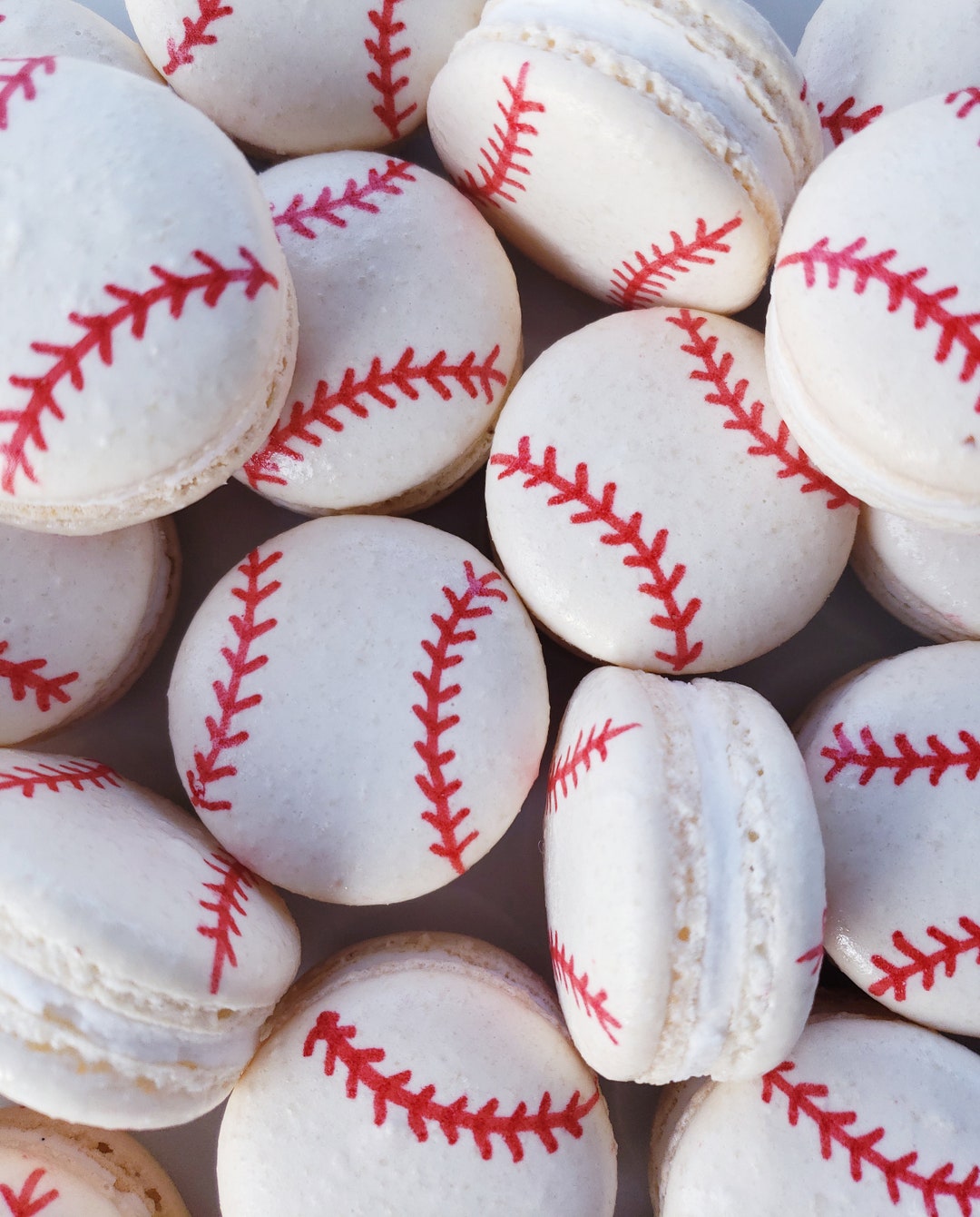 12 Baseball Vanilla French Macarons-sport Ball Cookies,baby Shower ...