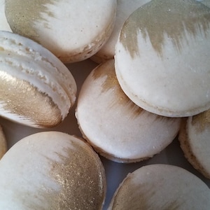 12 Gold Brushed French Macarons-gold Splash, Baby Shower, Wedding Favor ...