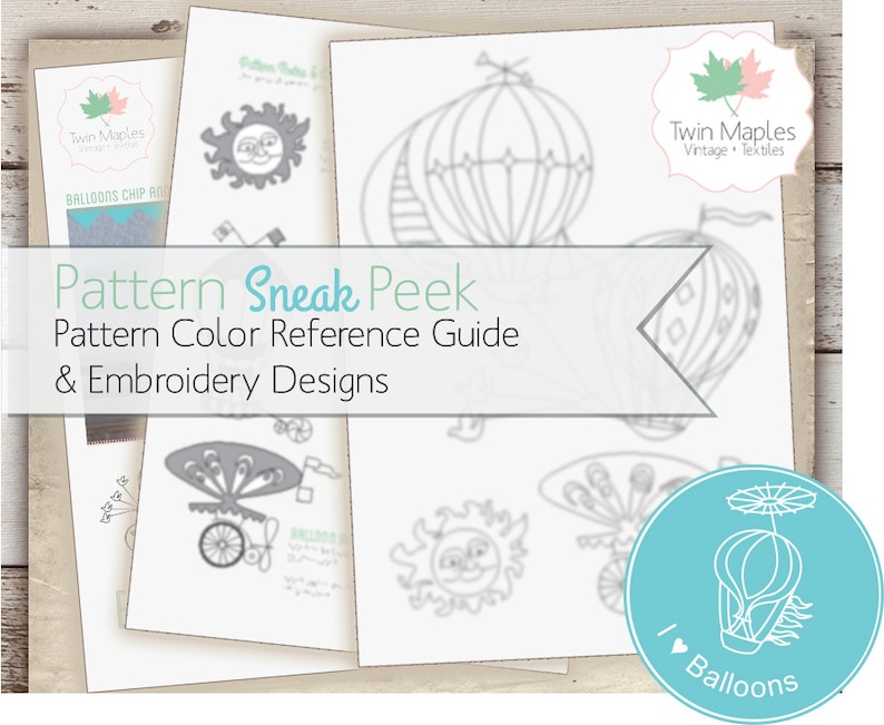 Balloons Pyrex Embroidery Pattern - Balloons / Hot Air Balloons / Chip ...
