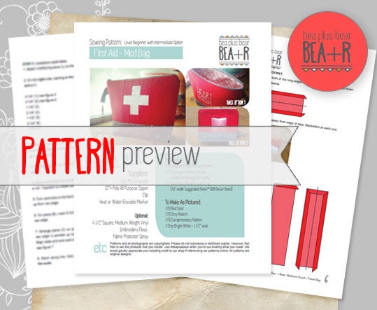 Medicine Tote Sewing Pattern – First Aid Pouch PDF – Zipper Bag With ...