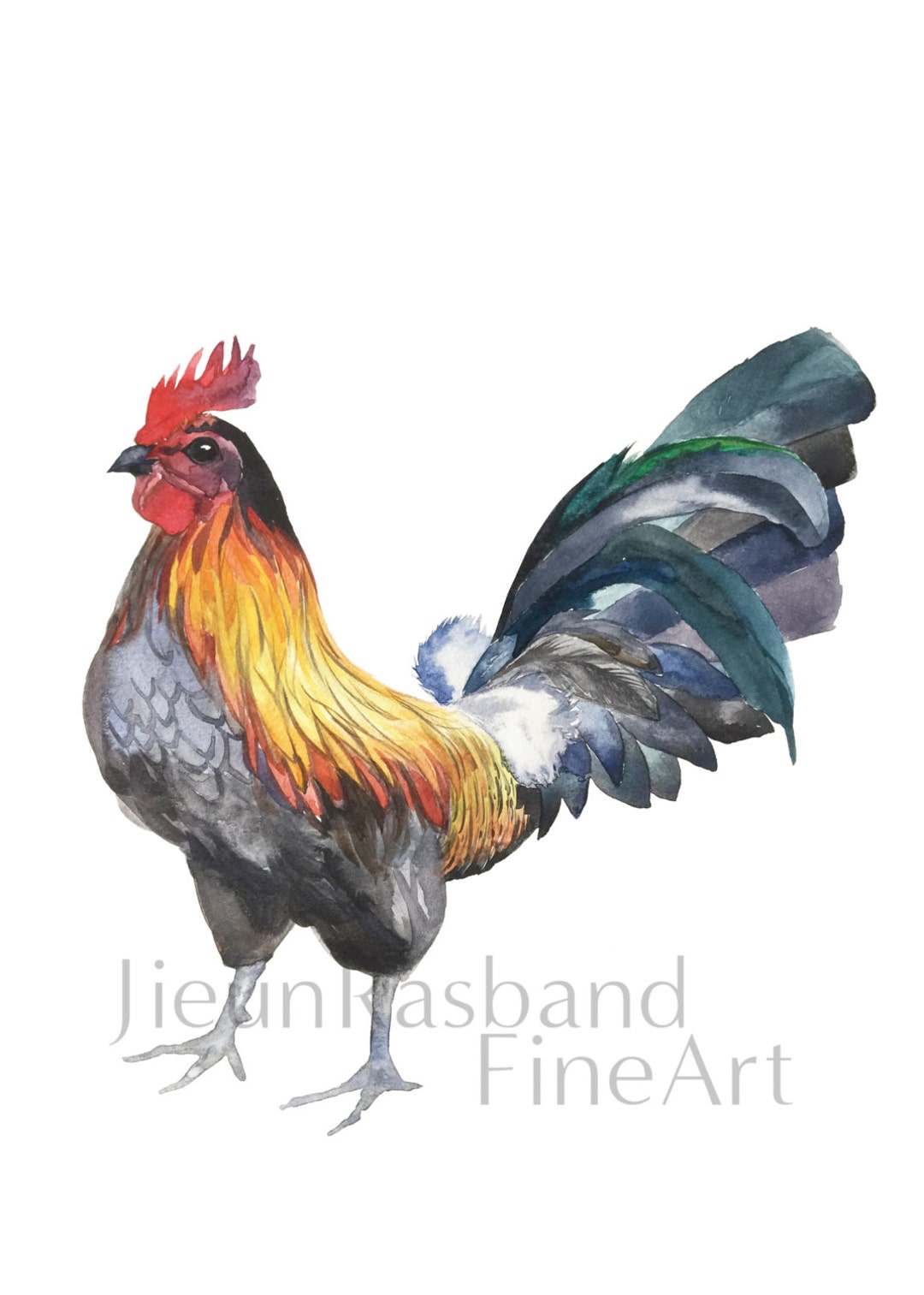 Rooster Giclee Print - Original Watercolor Fine Art Print, Animal Art ...
