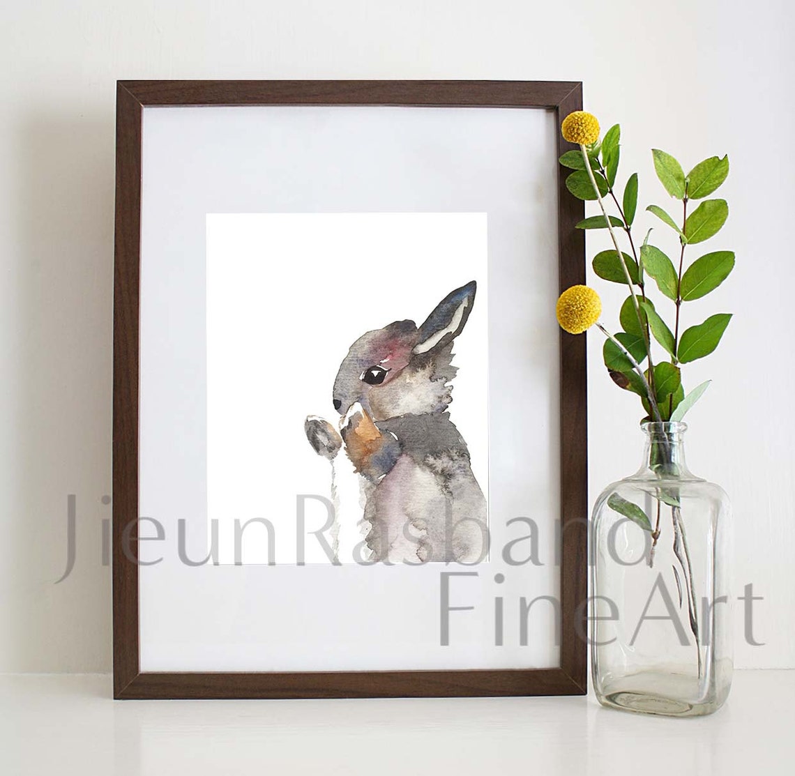 Baby Grey Bunny Painting instant Print, Printable Art, Animal Print Art ...