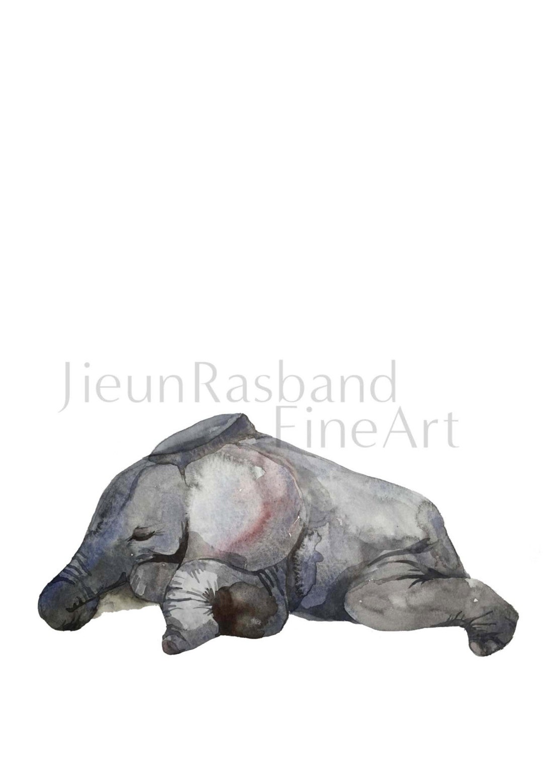 Sleeping Baby Elephant- Instant Print,animal Printable Art, Watercolor ...