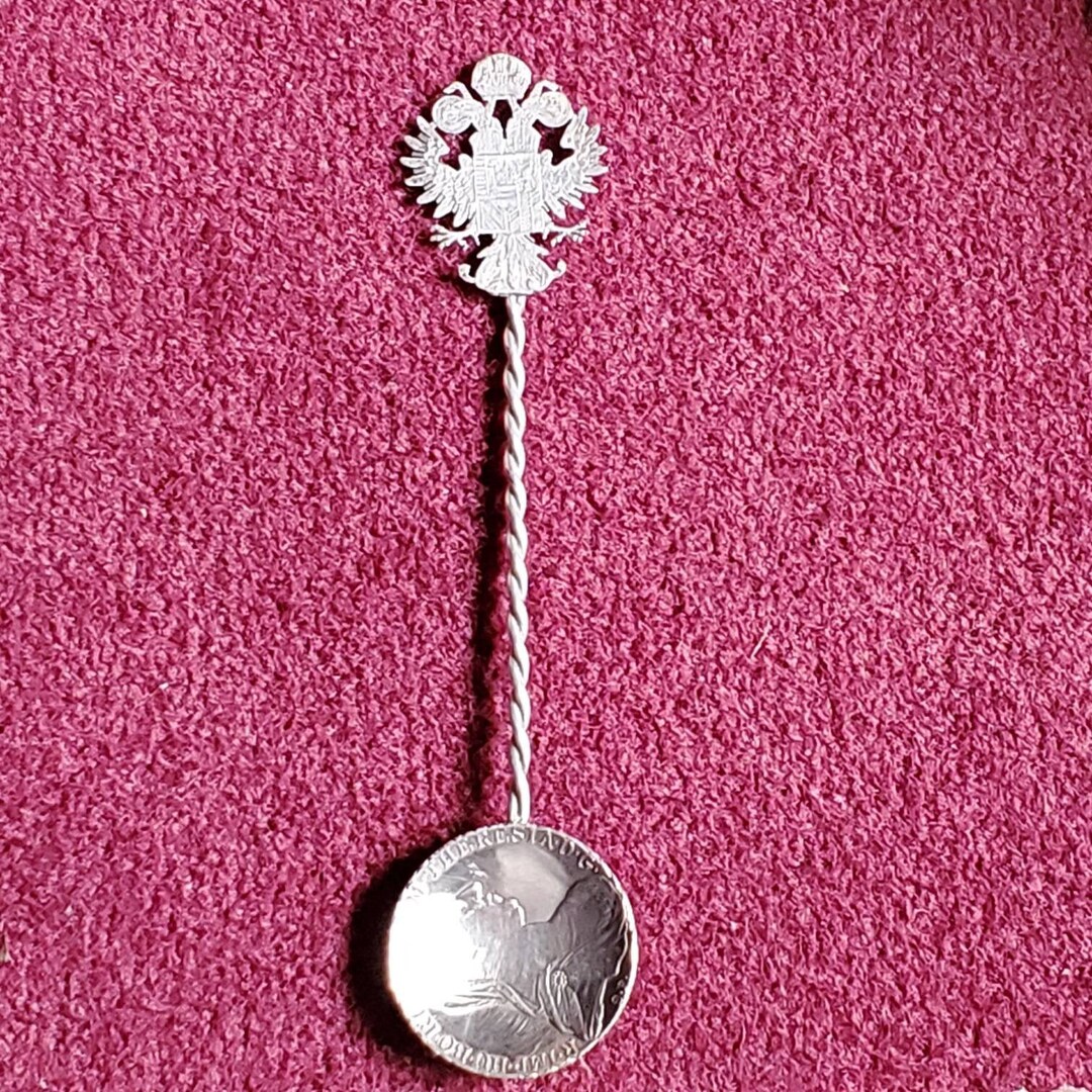 Reduced! Antique Coin Spoon, Austrian Coin, Coin Silver, Marie Theresia ...