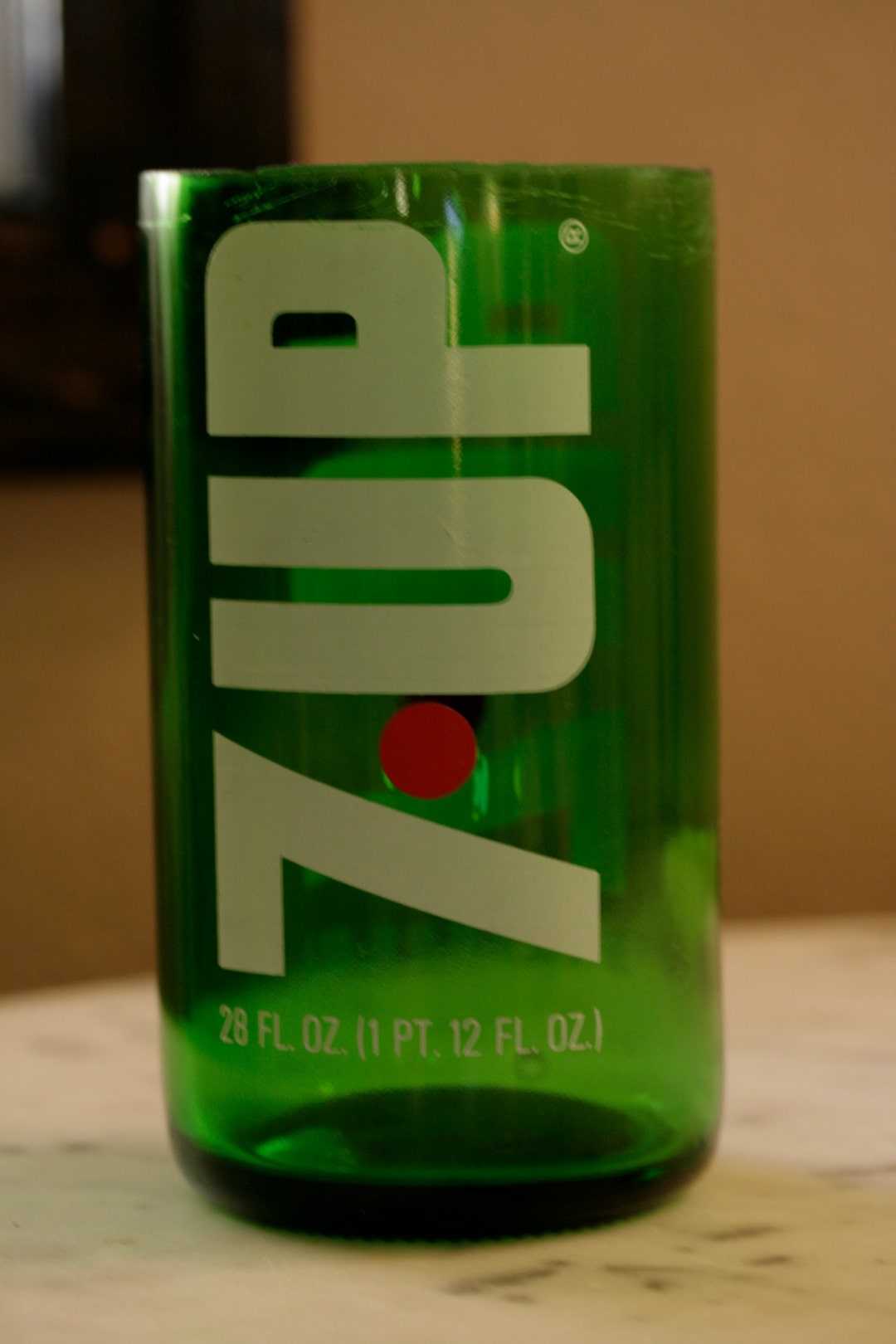 Vintage Cut 7-up Green Glass Bottle1970supcycledrepurposed - Etsy