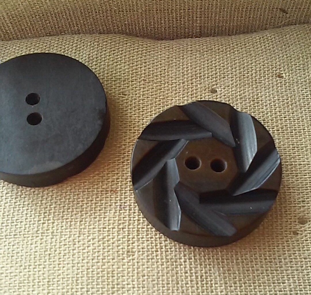 Art Deco Style Carved Bake Lite 2 Holed Buttons,set of 2,matching Set ...