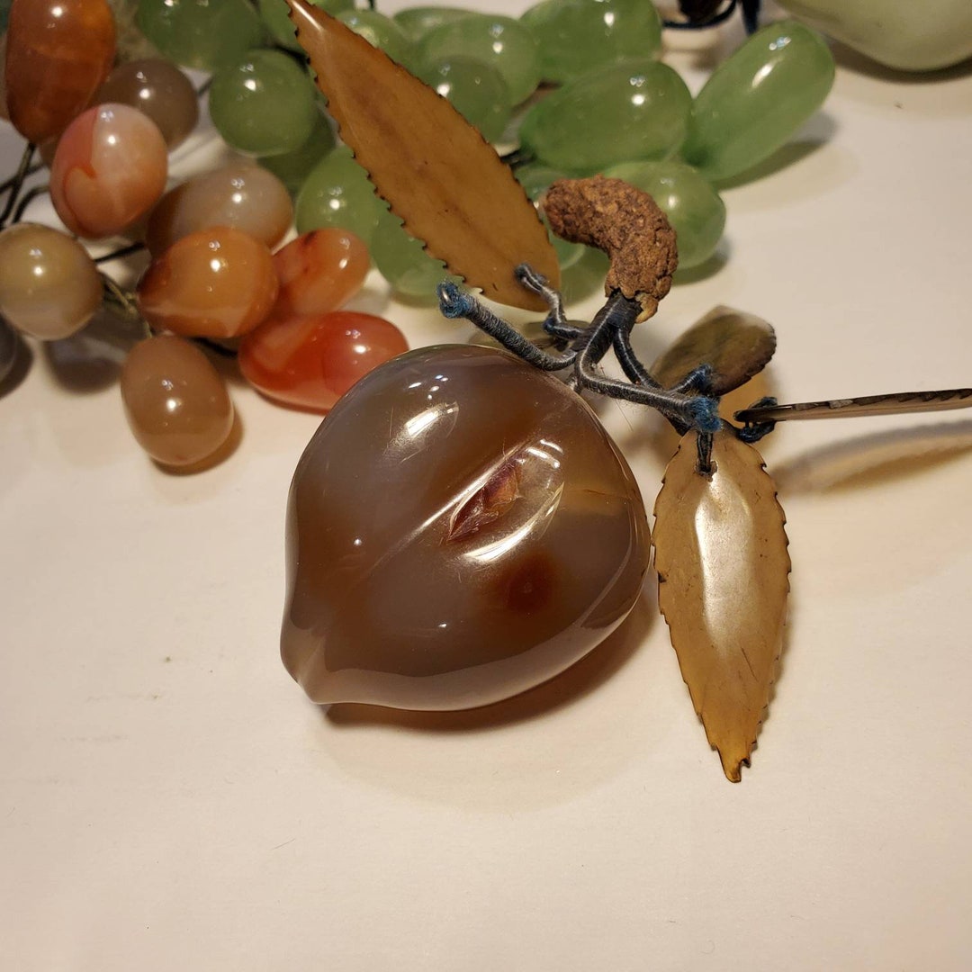 Semi-precious Stone Fruit, Faux Fruit,vintage Chinese Carved Ceylon ...