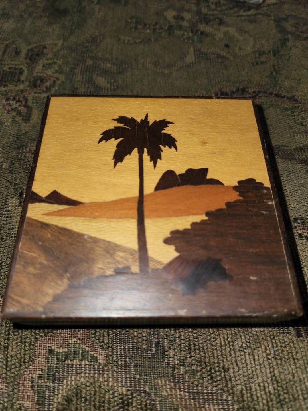 Antique Brazilian Wood Square Box, 1950's Vintage, Parquet Style Inlaid ...