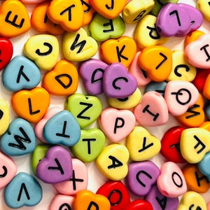 PINK Alphabet ABC Beads Rainbow Letters Name Beads Initial Words Spacer ...