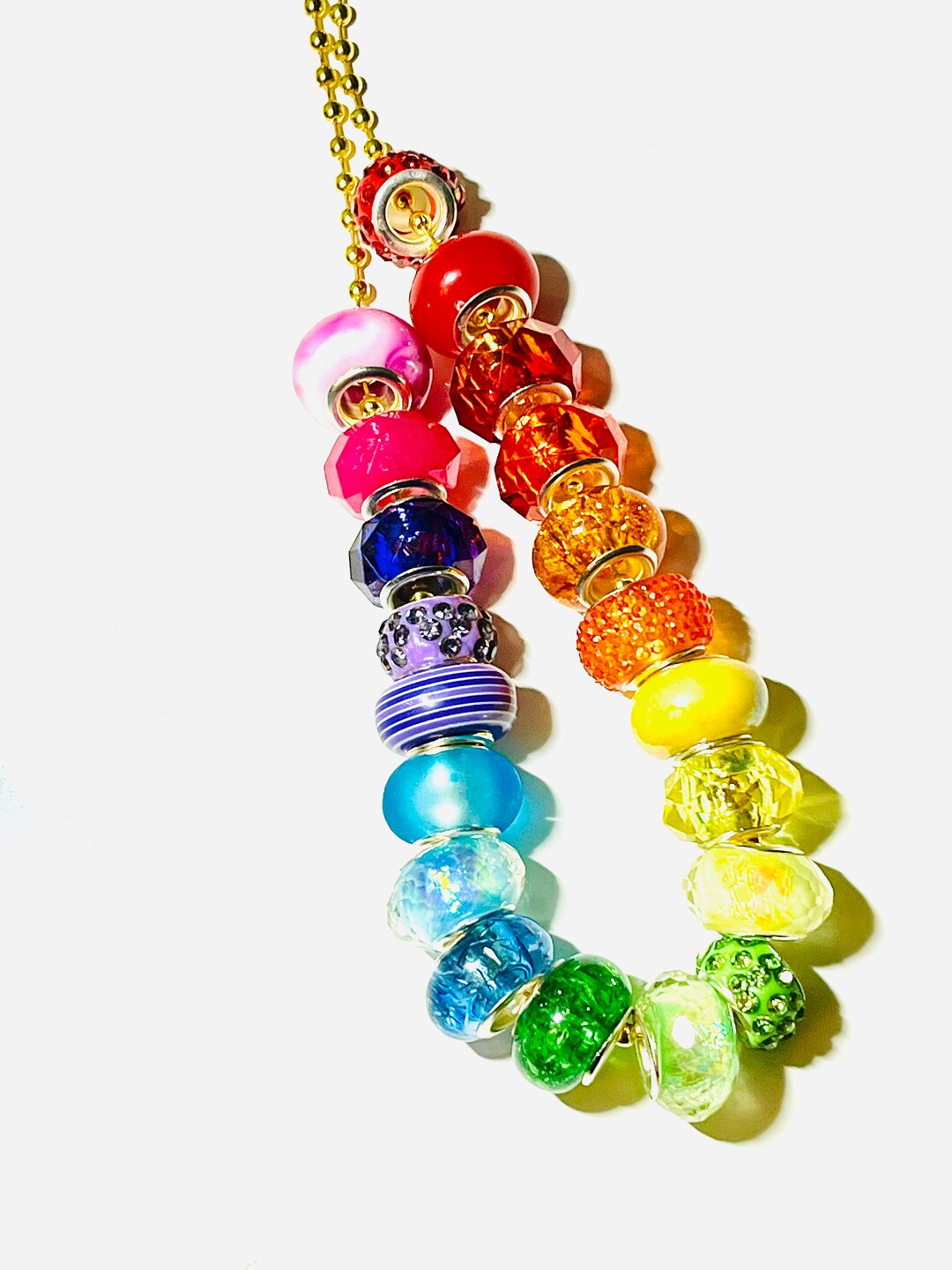 Rainbow Glass Bead Necklace, LGBTQ Pride, Adjustable Ball Chain - Etsy