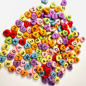 PINK Alphabet ABC Beads Rainbow Letters Name Beads Initial Words Spacer ...