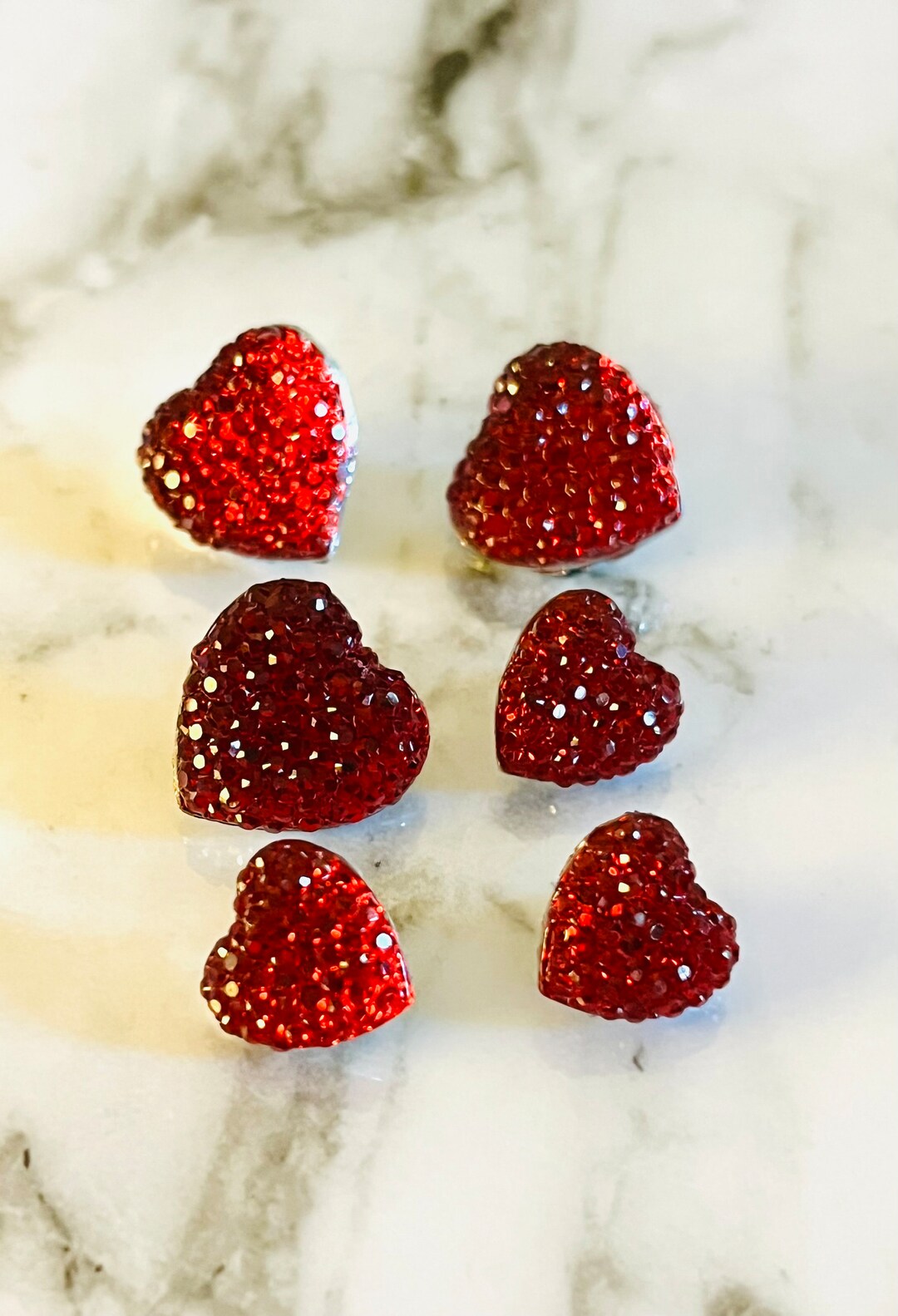 Kawaii Inspired Hello Kitty Style Buttons Red Faux Druzy Hearts and ...