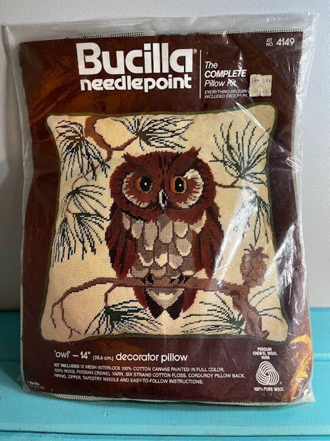 Vintage Bucilla Needlepoint Complete Pillow Kit 14 Persian Crewel Wool ...