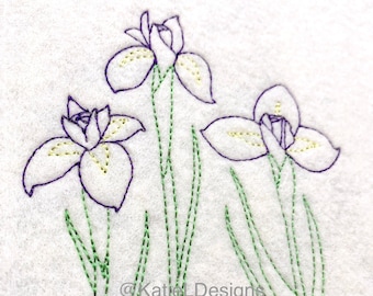Iris Flower Embroidery - Etsy