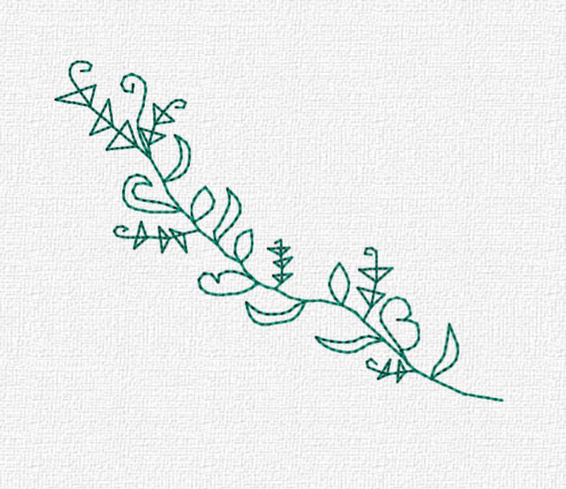 Flower and Leaf Redwork Border Embroidery Machine Pattern - Etsy
