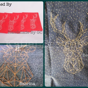 Redwork Geometric Stag Machine Embroidery Design Pattern Download Geo ...