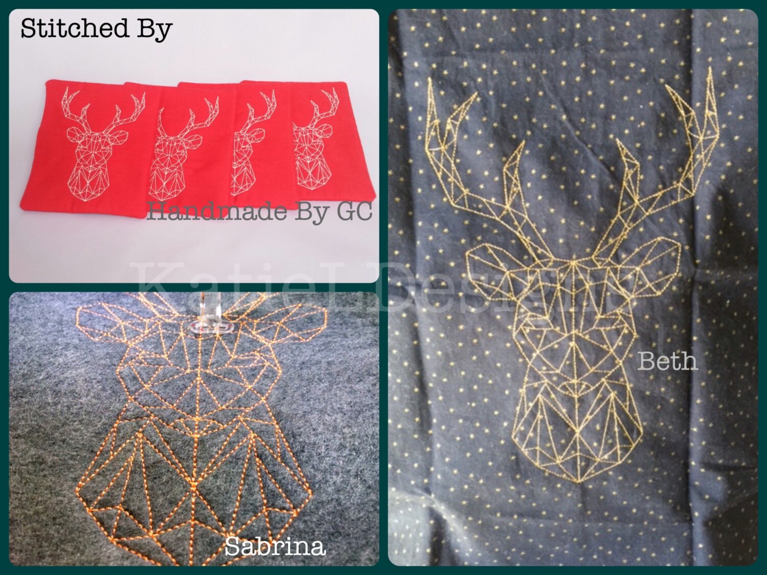 Redwork Geometric Stag Machine Embroidery Design Pattern Download Geo ...