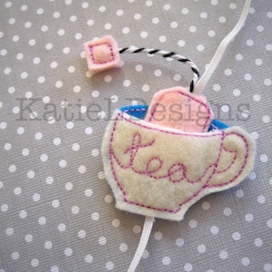 ITH Tea Cup Bookmark Embroidery Machine Design in the Hoop Tea Bag ...