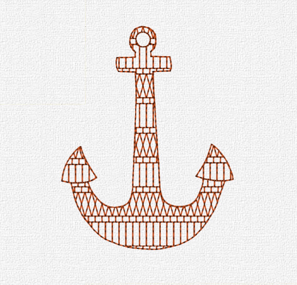 Geometric Anchor Redwork Embroidery Machine Design Instant - Etsy