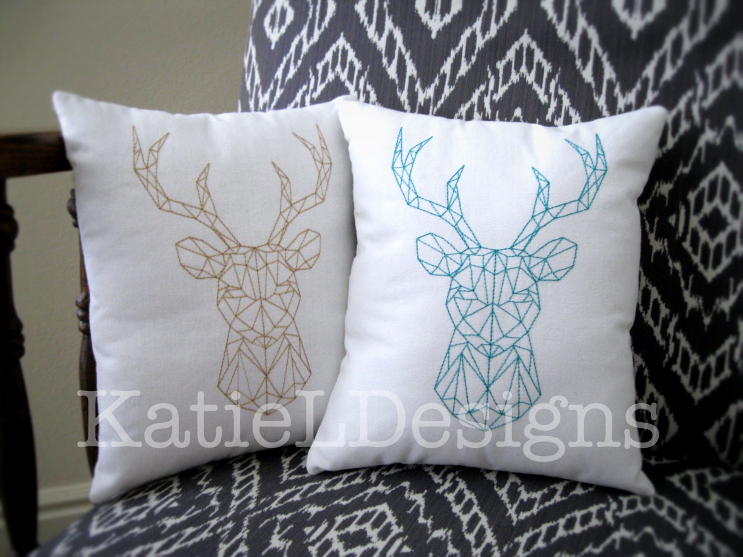 Redwork Geometric Stag Machine Embroidery Design Pattern Download Geo ...