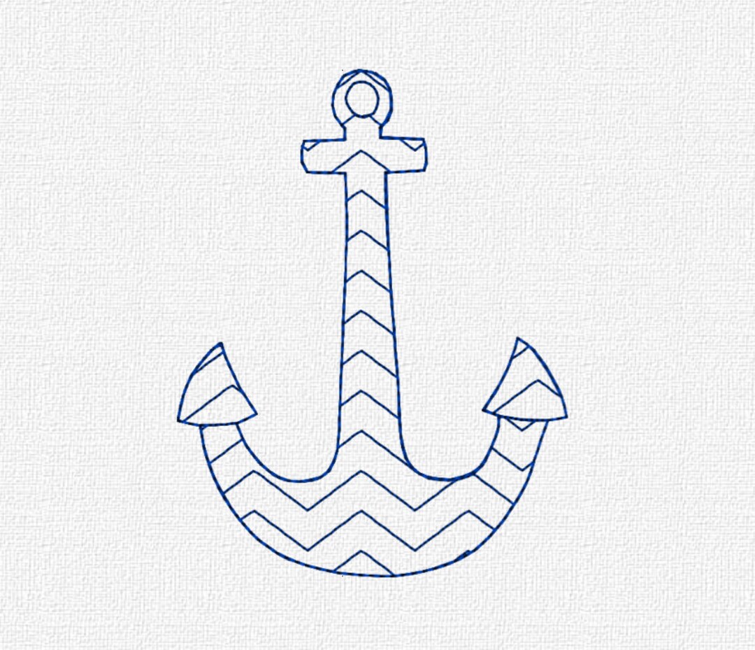 Chevron Anchor Redwork Embroidery Machine Design Instant Download 4x4 ...